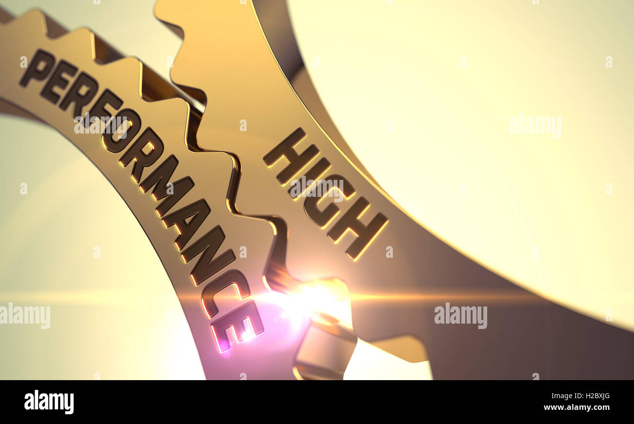 Golden Gears with High Performance Concept. 3D Stock Photo - Alamy
