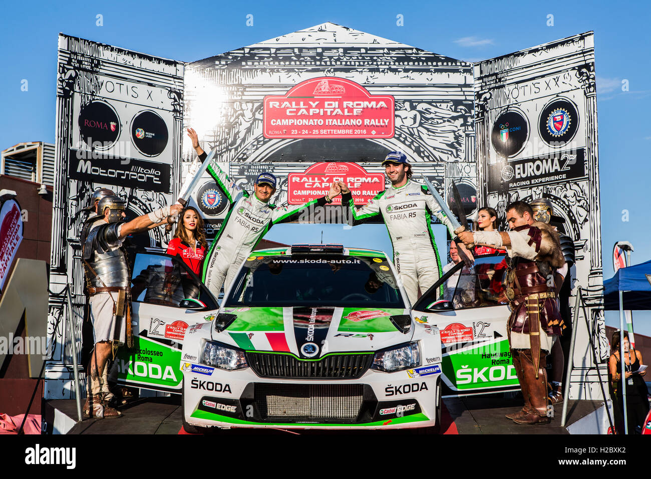 The celebrations for the winner of the rally di Roma Capitale Stock ...