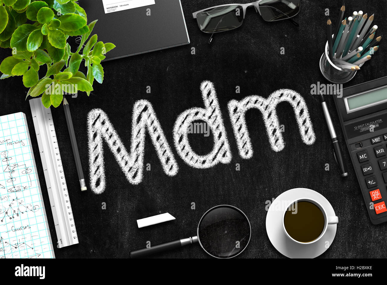 Mdm on Black Chalkboard. 3D Rendering Stock Photo - Alamy