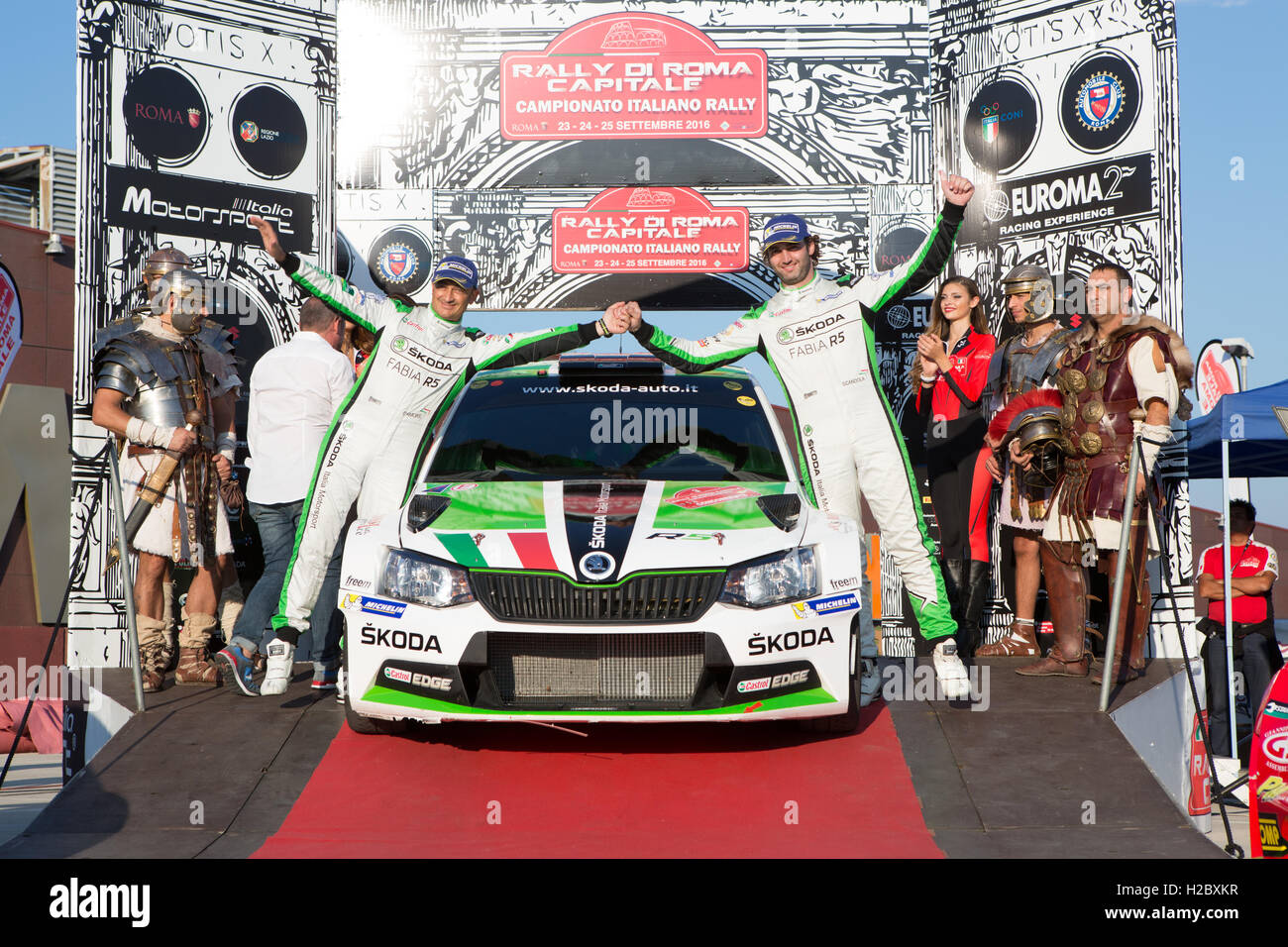 The celebrations for the winner of the rally di Roma Capitale Stock ...