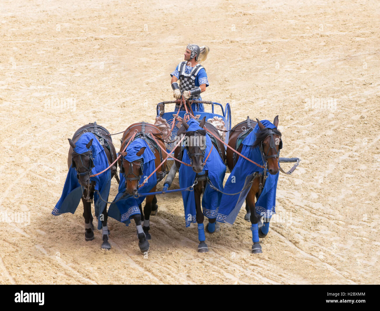 Roman chariot race show in Puy du Fou, France - October 2012 Stock ...