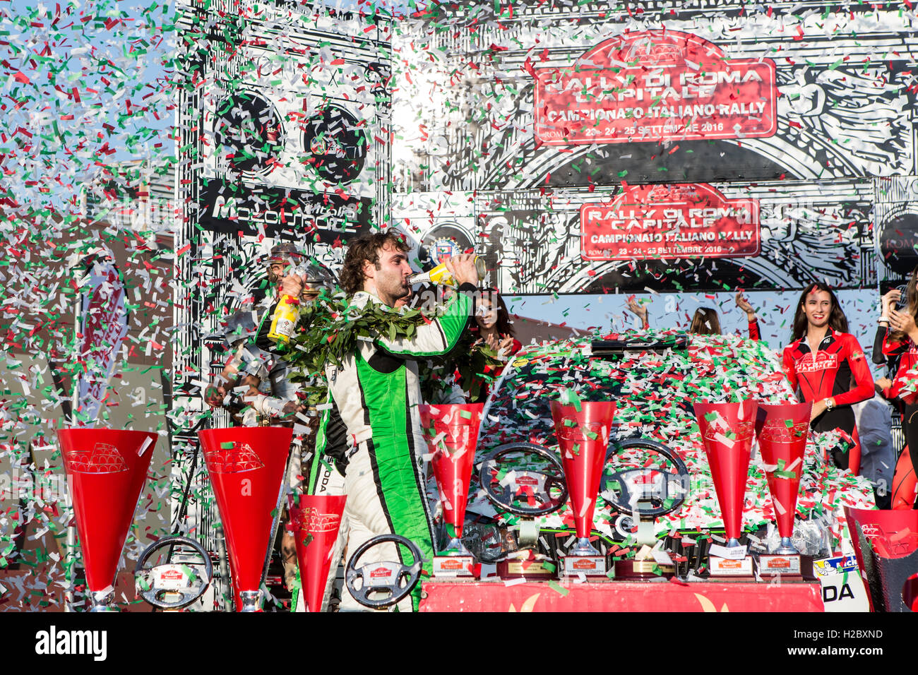 The celebrations for the winner of the rally di Roma Capitale Stock ...