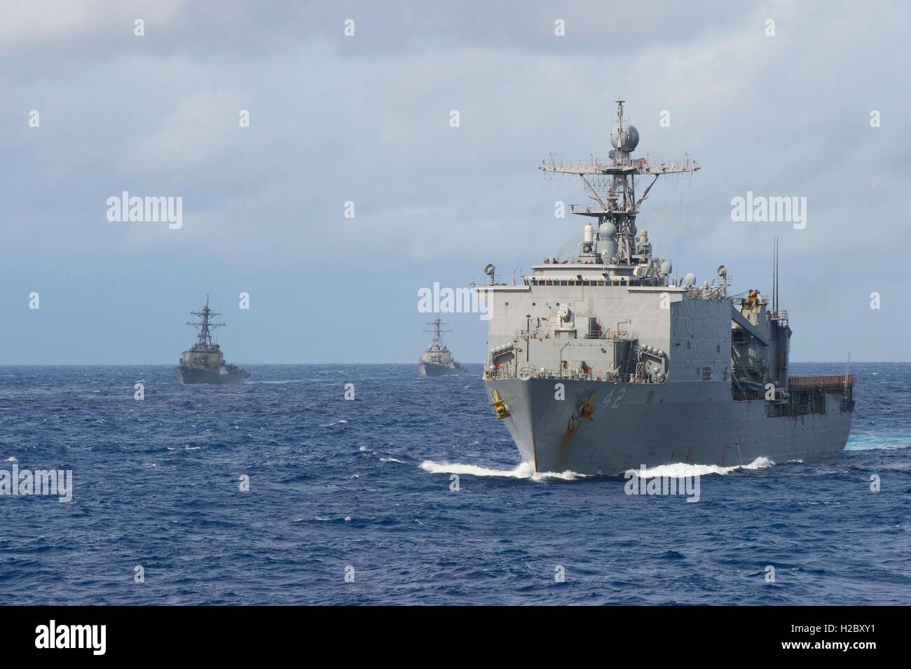 The USN Whidbey Island-class amphibious dock landing ship USS ...