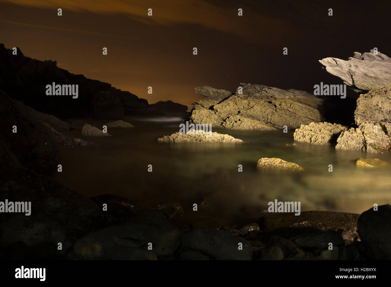 coast of spain at night Stock Photo - Alamy