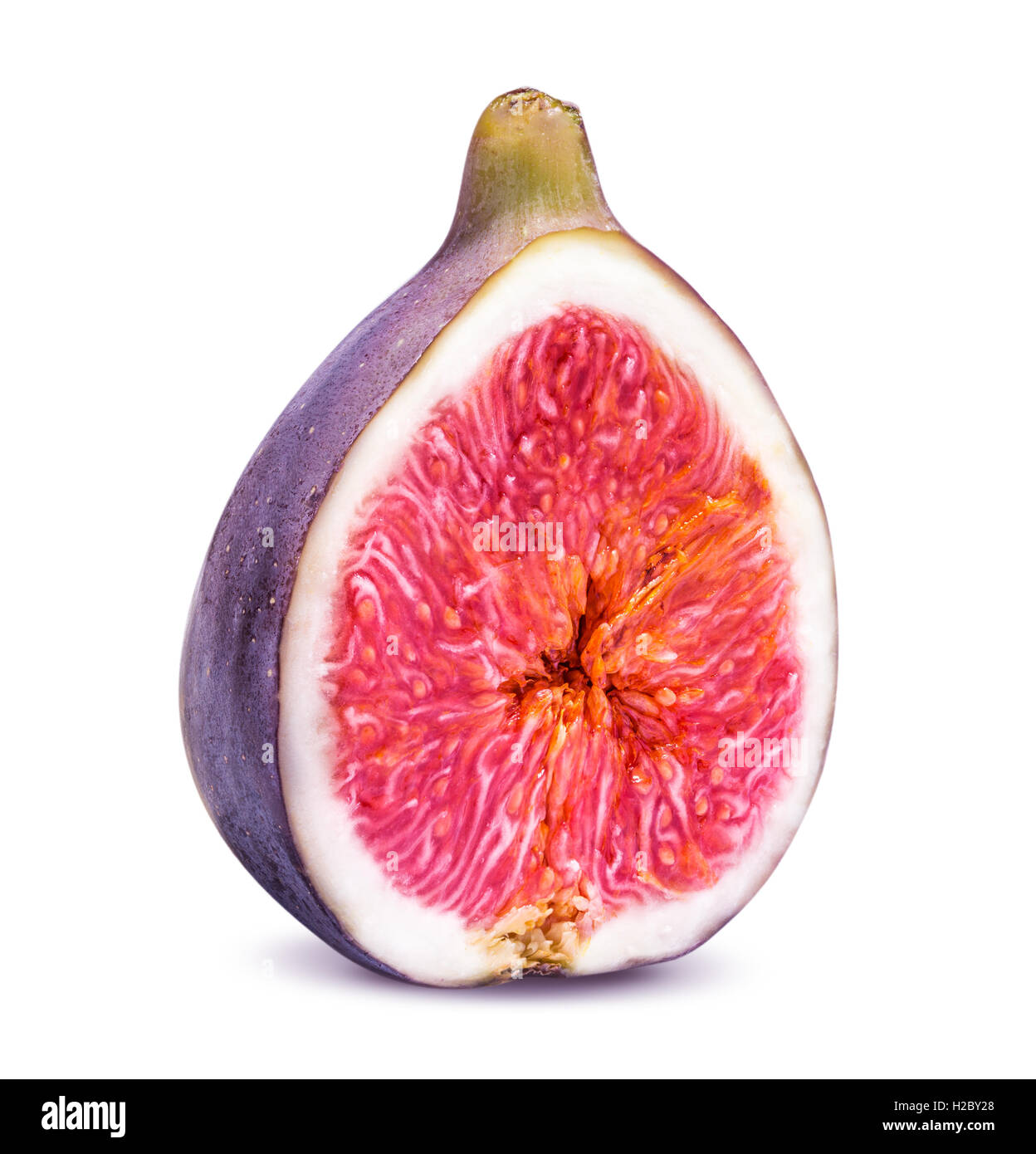 One piece of sliced ripe figs isolated on white background clipping ...
