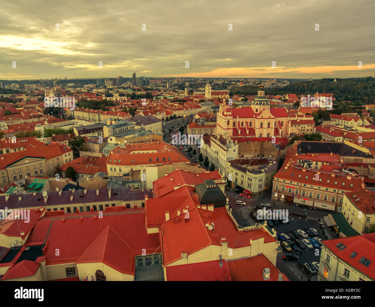 Vilnius, Lithuania: aerial top view of the old town Stock Photo - Alamy
