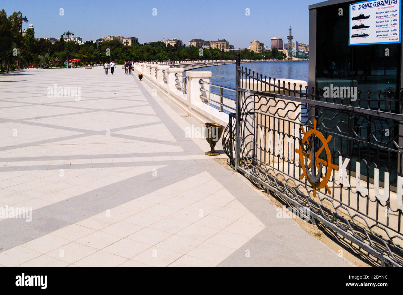 Azerbaijan, Baku. Baku Boulevard is a promenade that runs parallel to ...