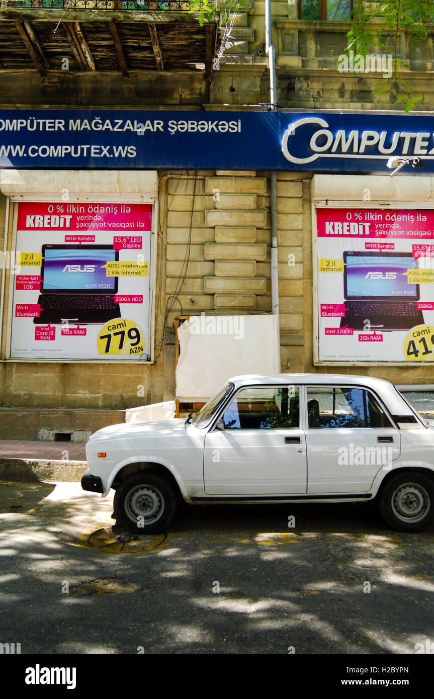 Azerbaijan, Baku. Street view. A Lada car Stock Photo - Alamy