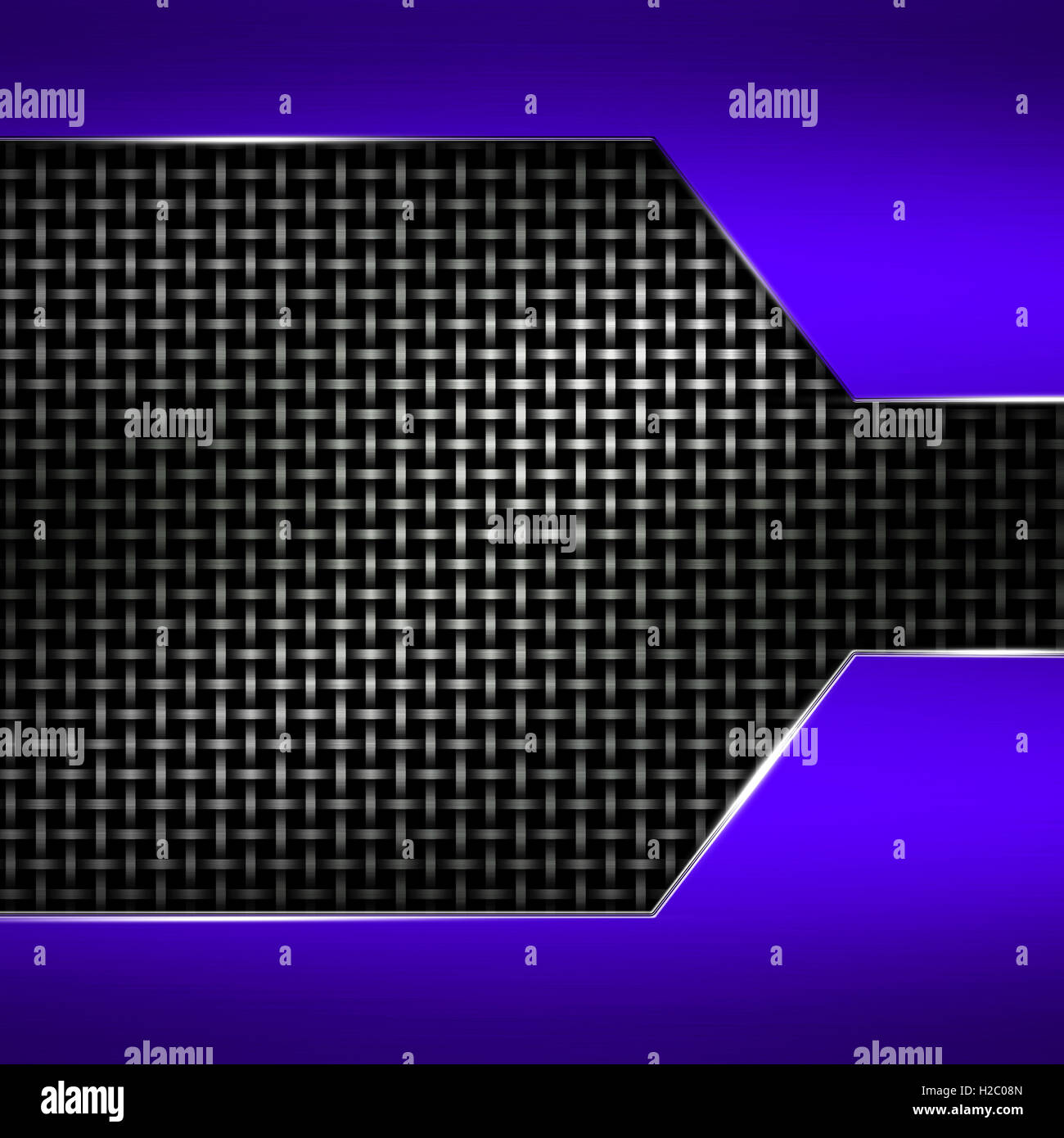 blue metal frame on black metallic mesh. metal background. 3d ...