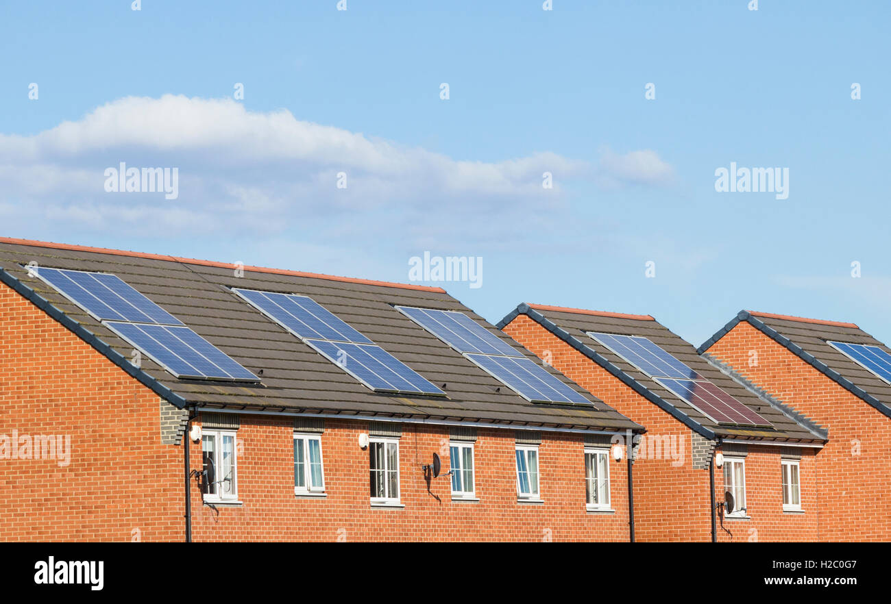Solar panels on roofs of houses in England. UK Stock Photo - Alamy
