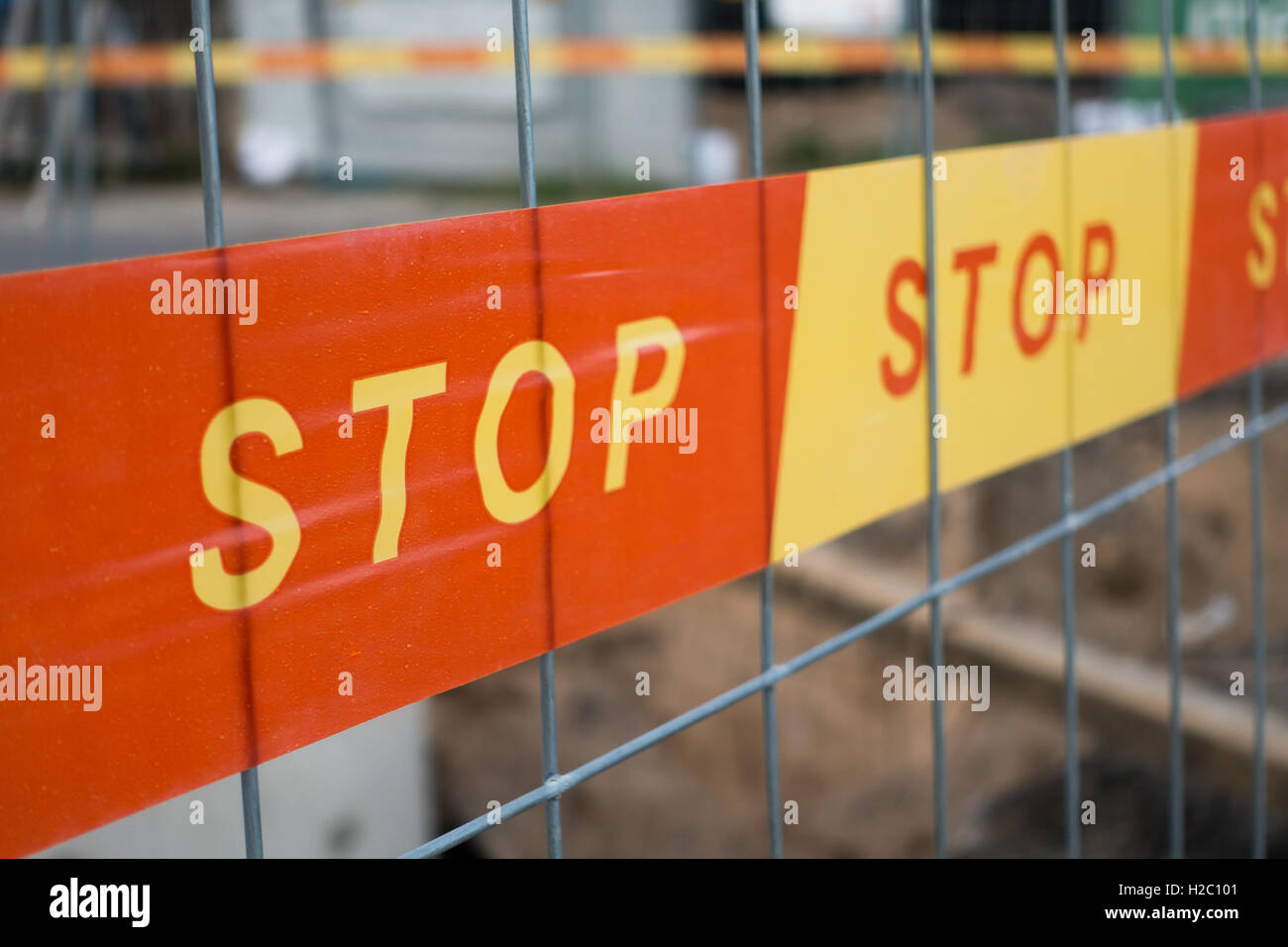 Red ribbon on construction hi-res stock photography and images - Alamy