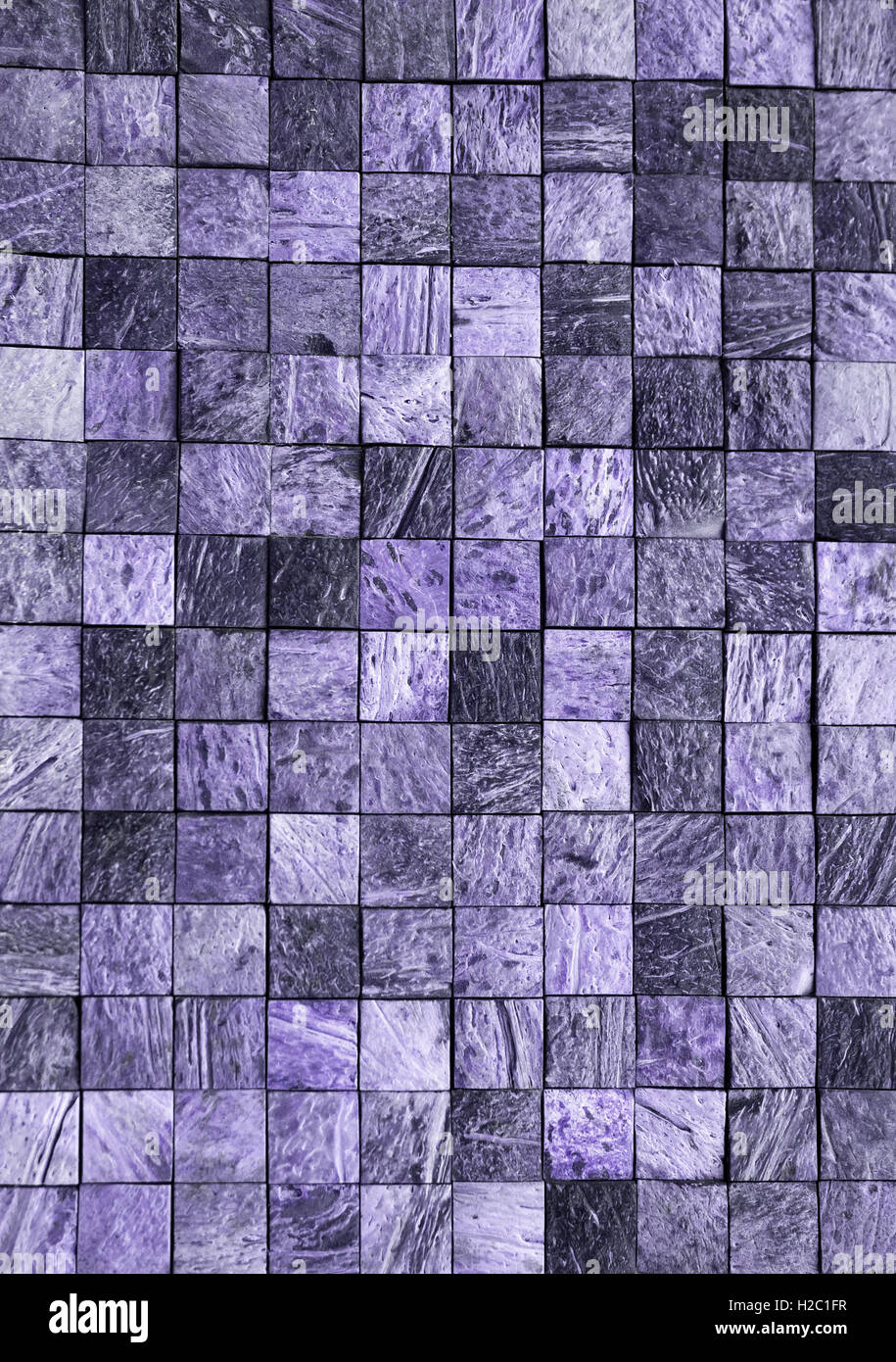 Mosaic is of small square stone slabs of charoite Stock Photo - Alamy