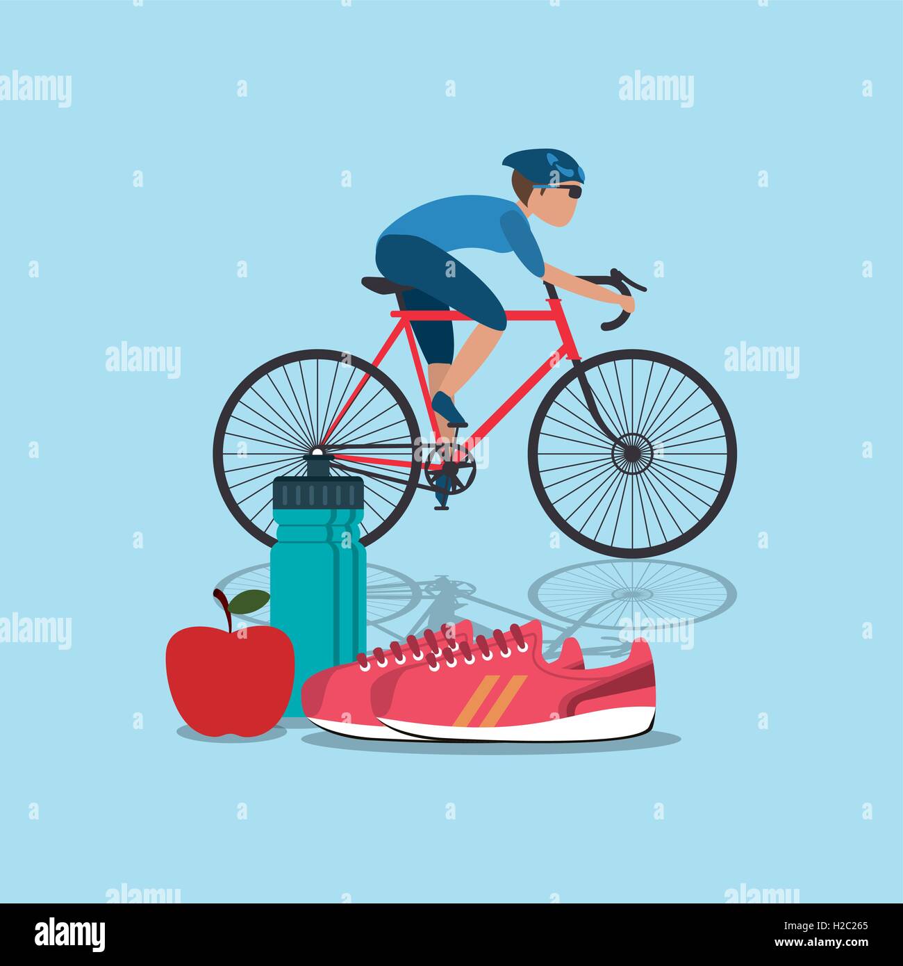 healthy food ingredients and cyclist icons image Stock Vector Image ...