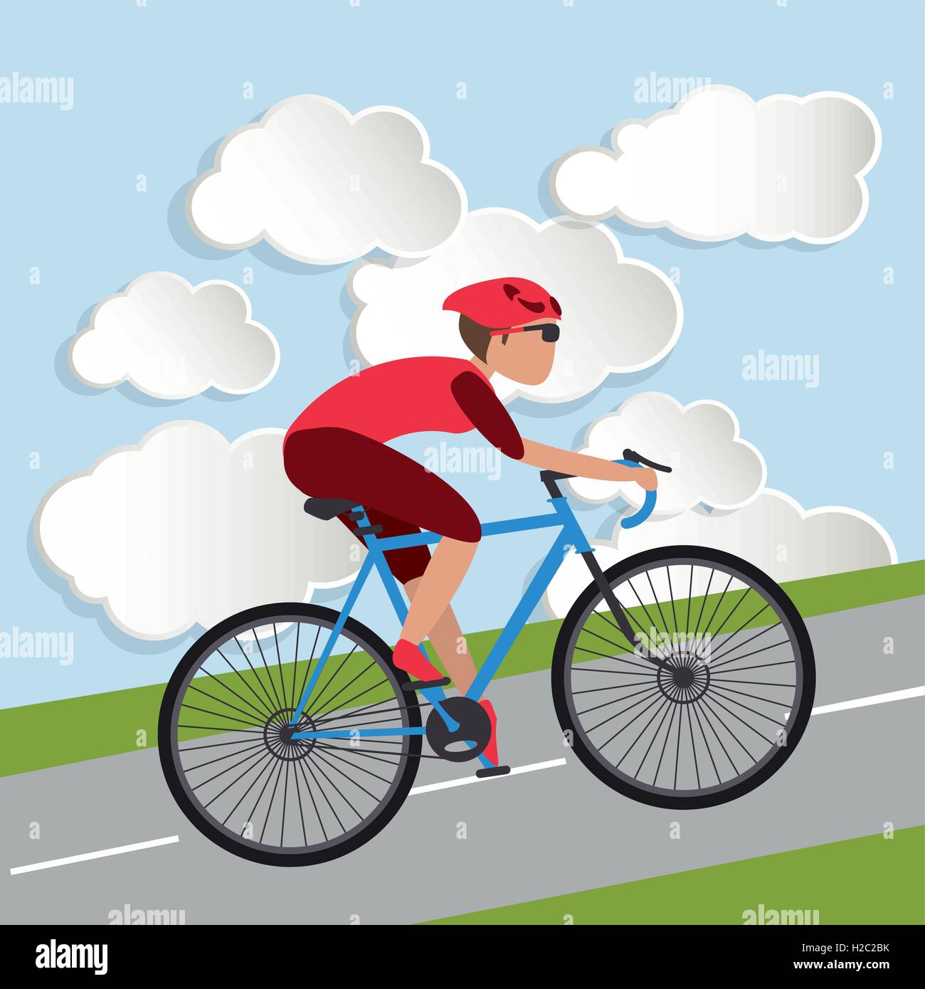 cyclist with clouds background image Stock Vector Image & Art - Alamy
