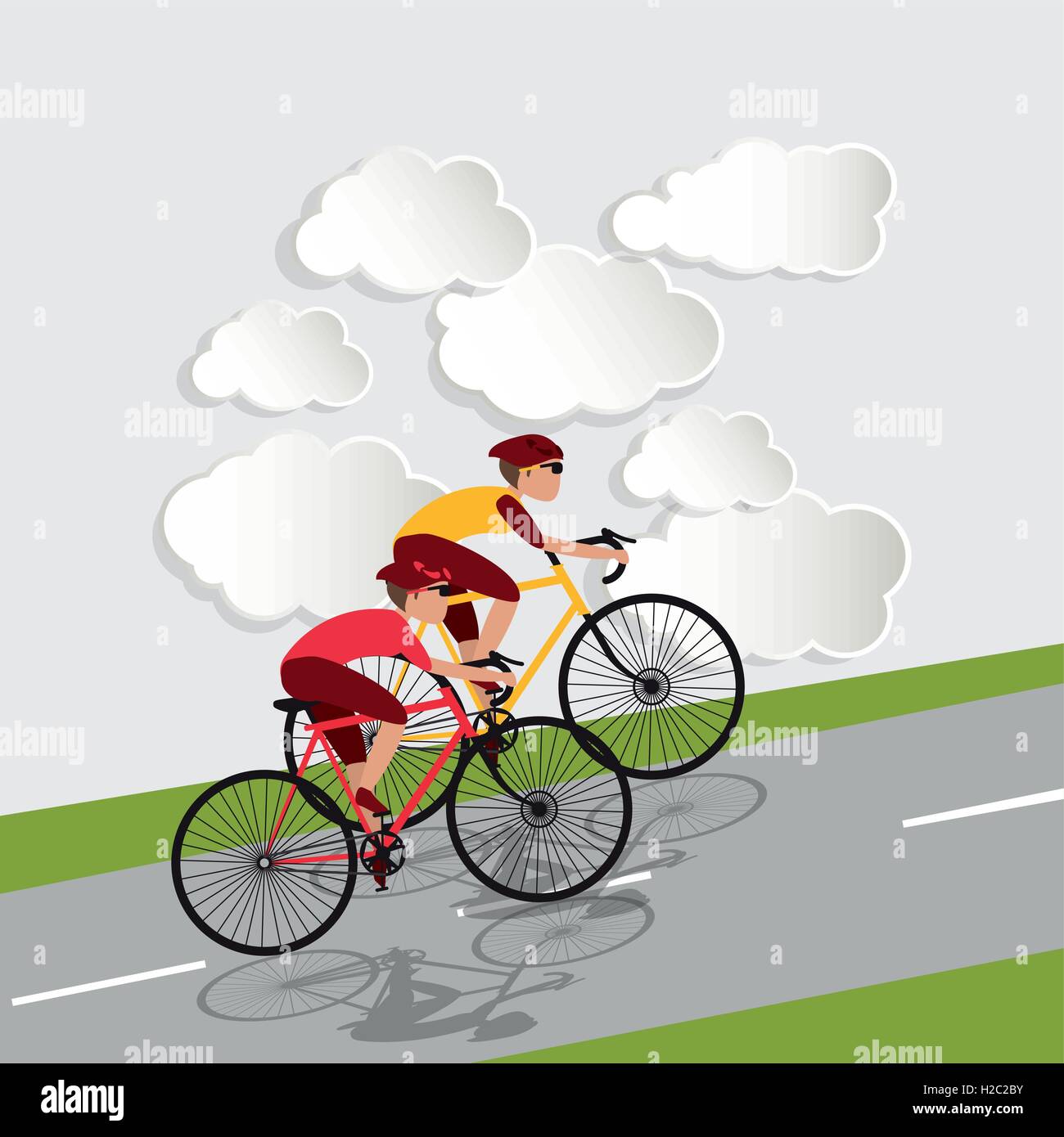 cyclist with clouds background image Stock Vector Image & Art - Alamy