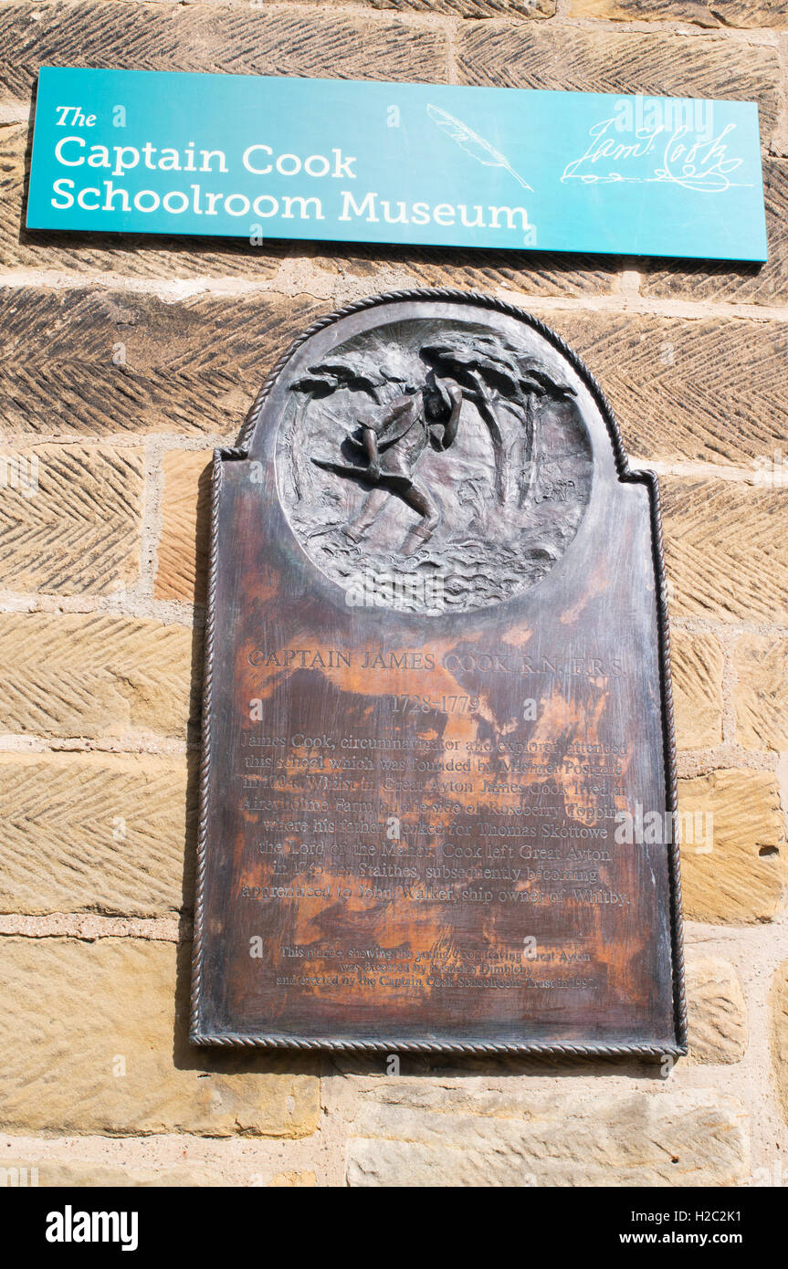 Bronze memorial plaque, Captain Cook Schoolroom Museum, Great Ayton ...