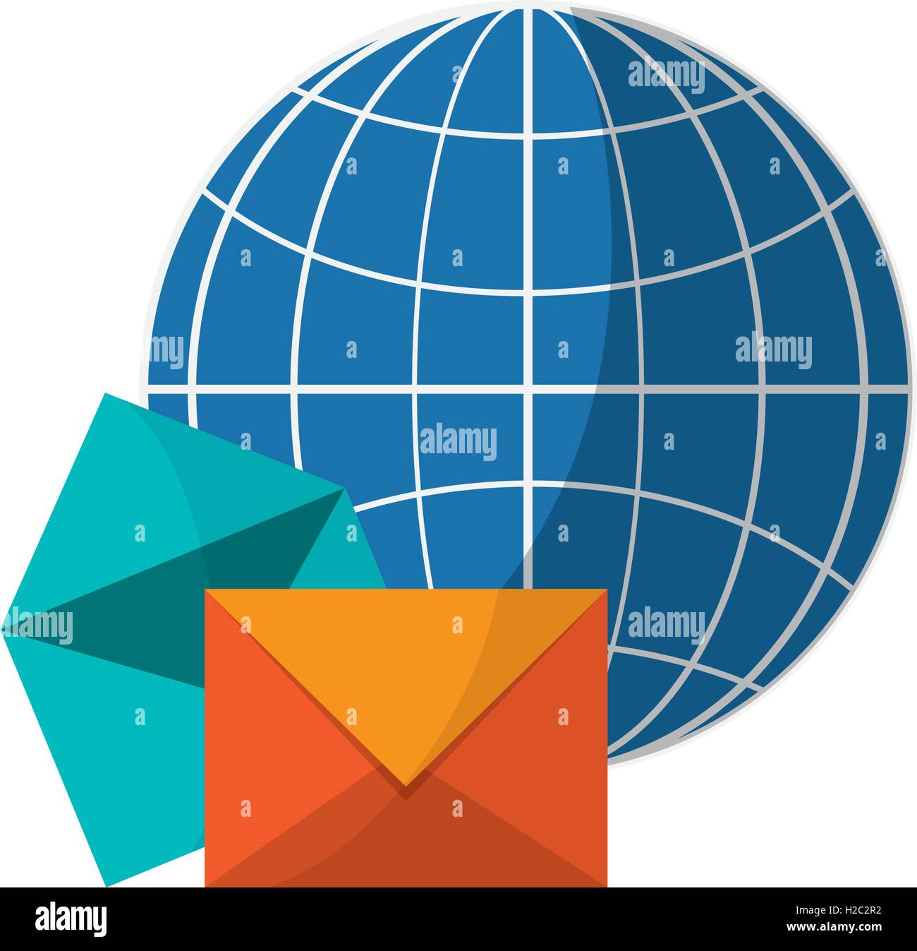 earth globe diagram and message envelope icon Stock Vector Image & Art ...