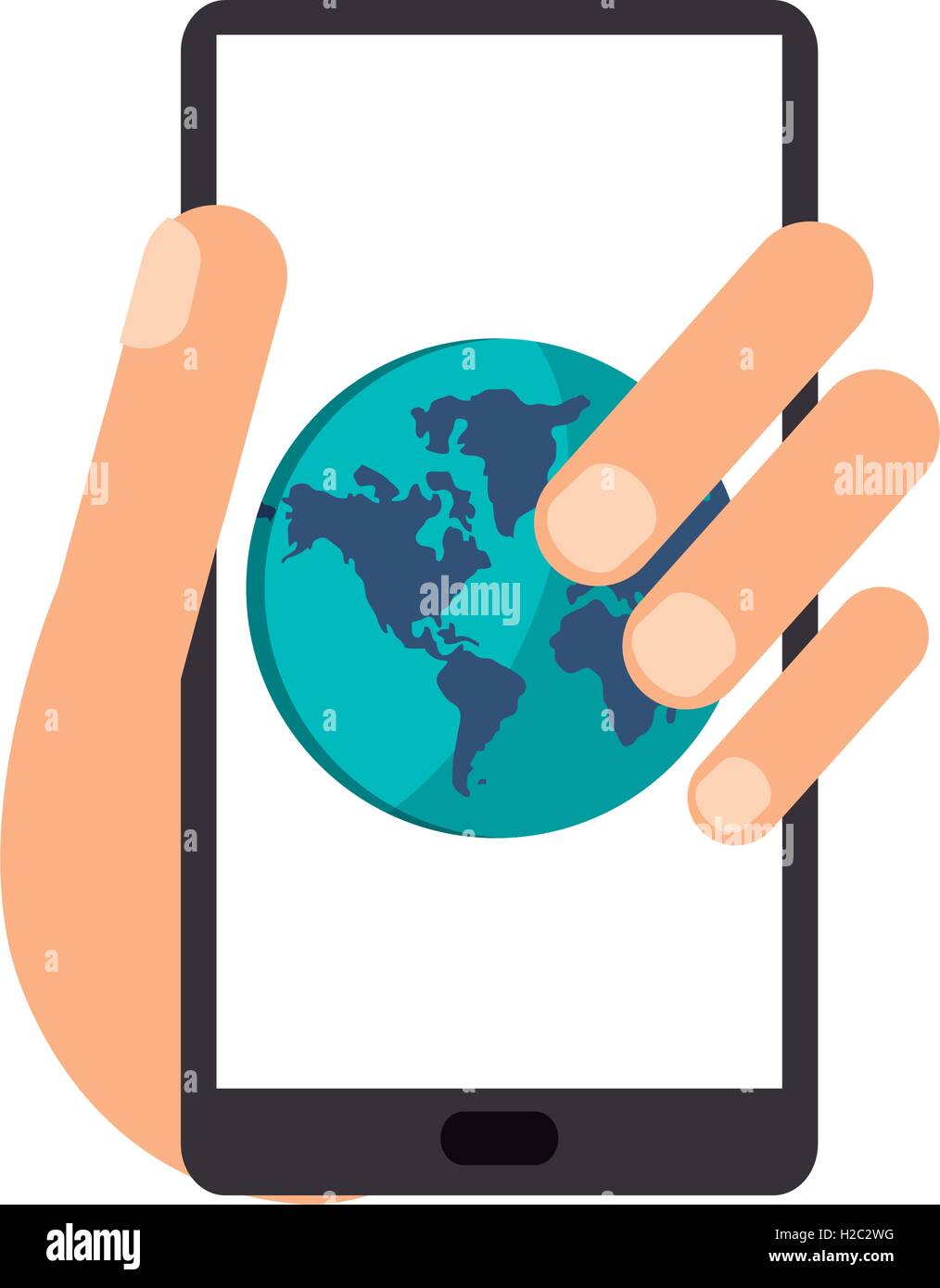 cellphone and earth globe icon Stock Vector Image & Art - Alamy