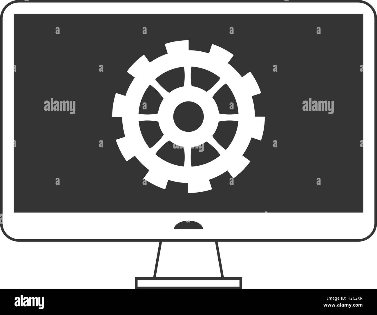 computer and gear icon Stock Vector Image & Art - Alamy