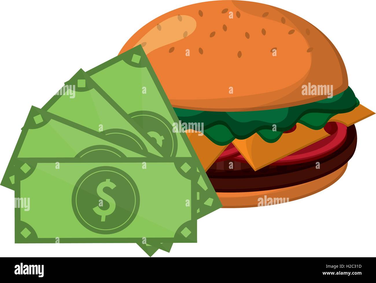hamburger and money bills icon Stock Vector Image & Art - Alamy