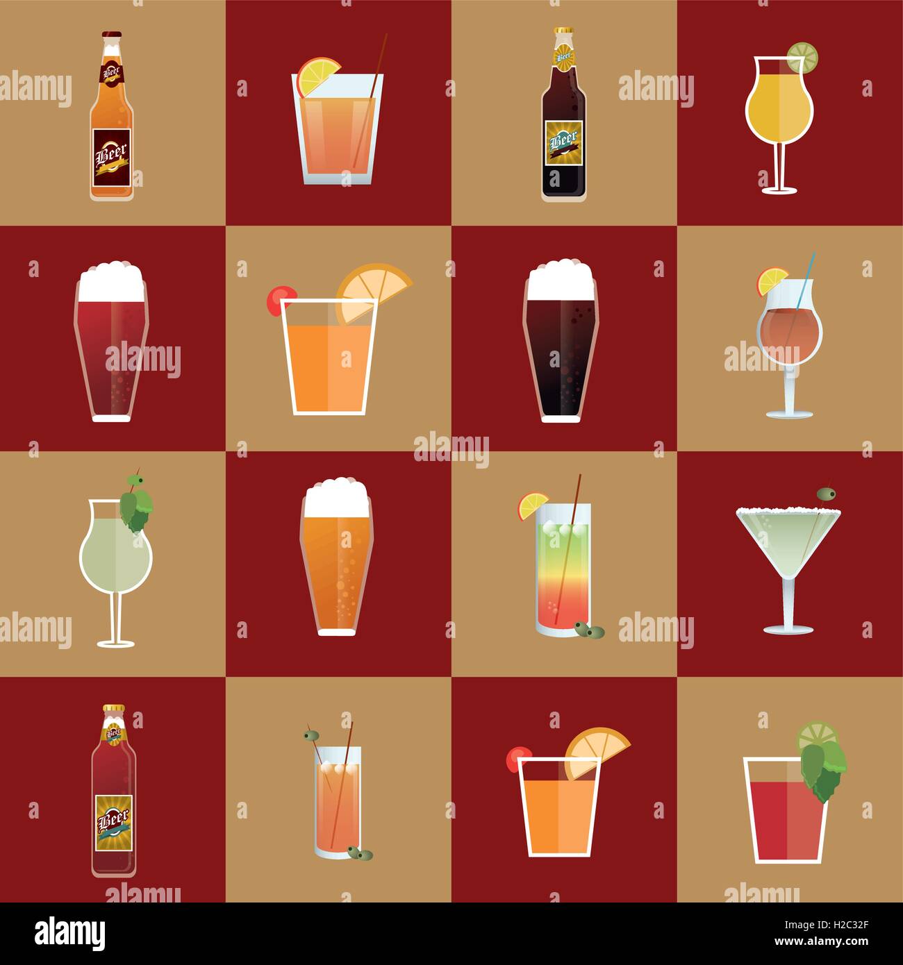 Assorted cocktails illustration hi-res stock photography and images - Alamy