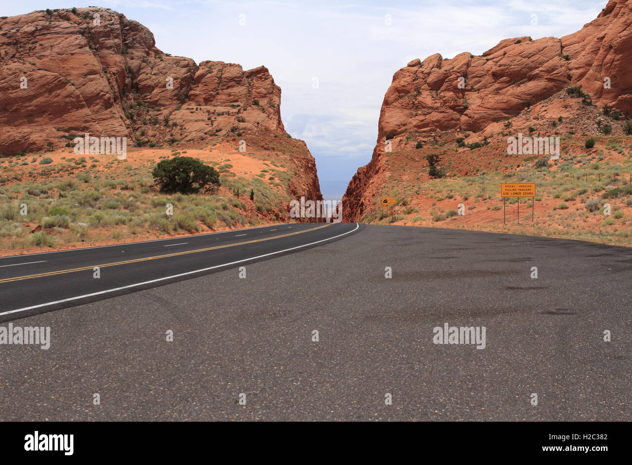 Highway 89 cutting through rocks in Glenn Canyon, Arizona near Bitter ...