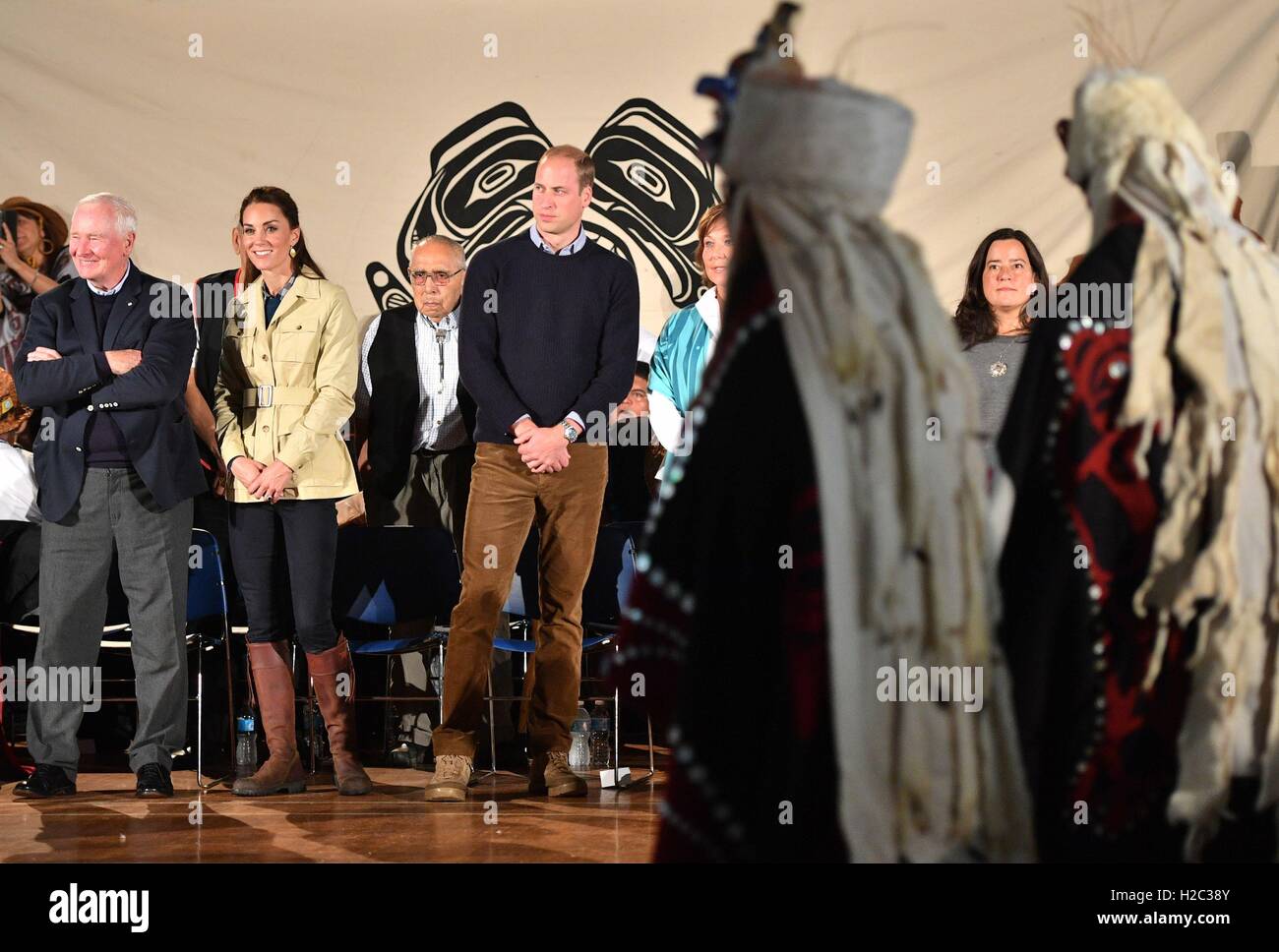 The Duke and Duchess of Cambridge are greeted with a traditional ...