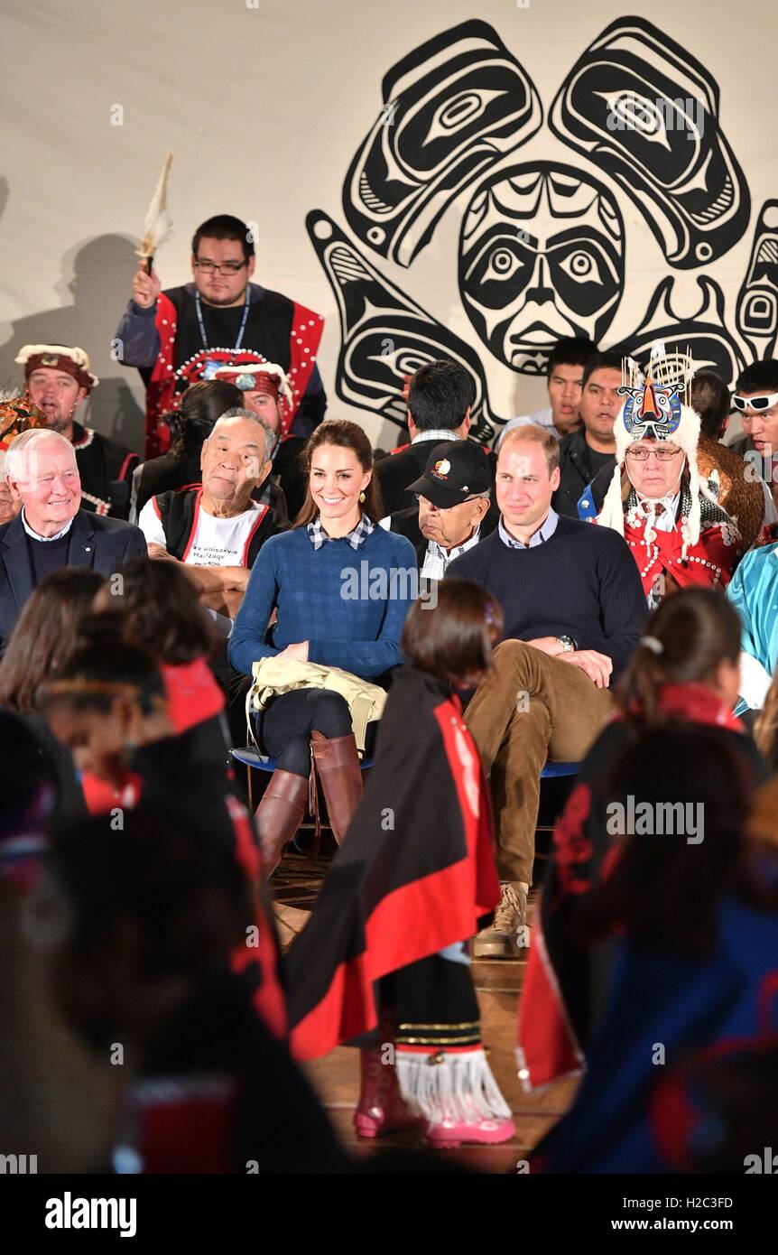 The Duke and Duchess of Cambridge are greeted with a traditional ...