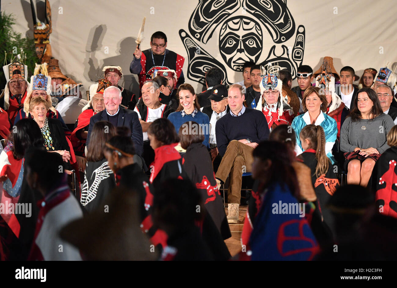 The Duke and Duchess of Cambridge are greeted with a traditional ...