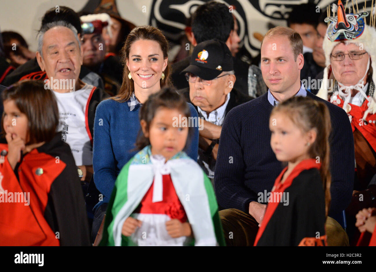 The Duke and Duchess of Cambridge are greeted with a traditional ...