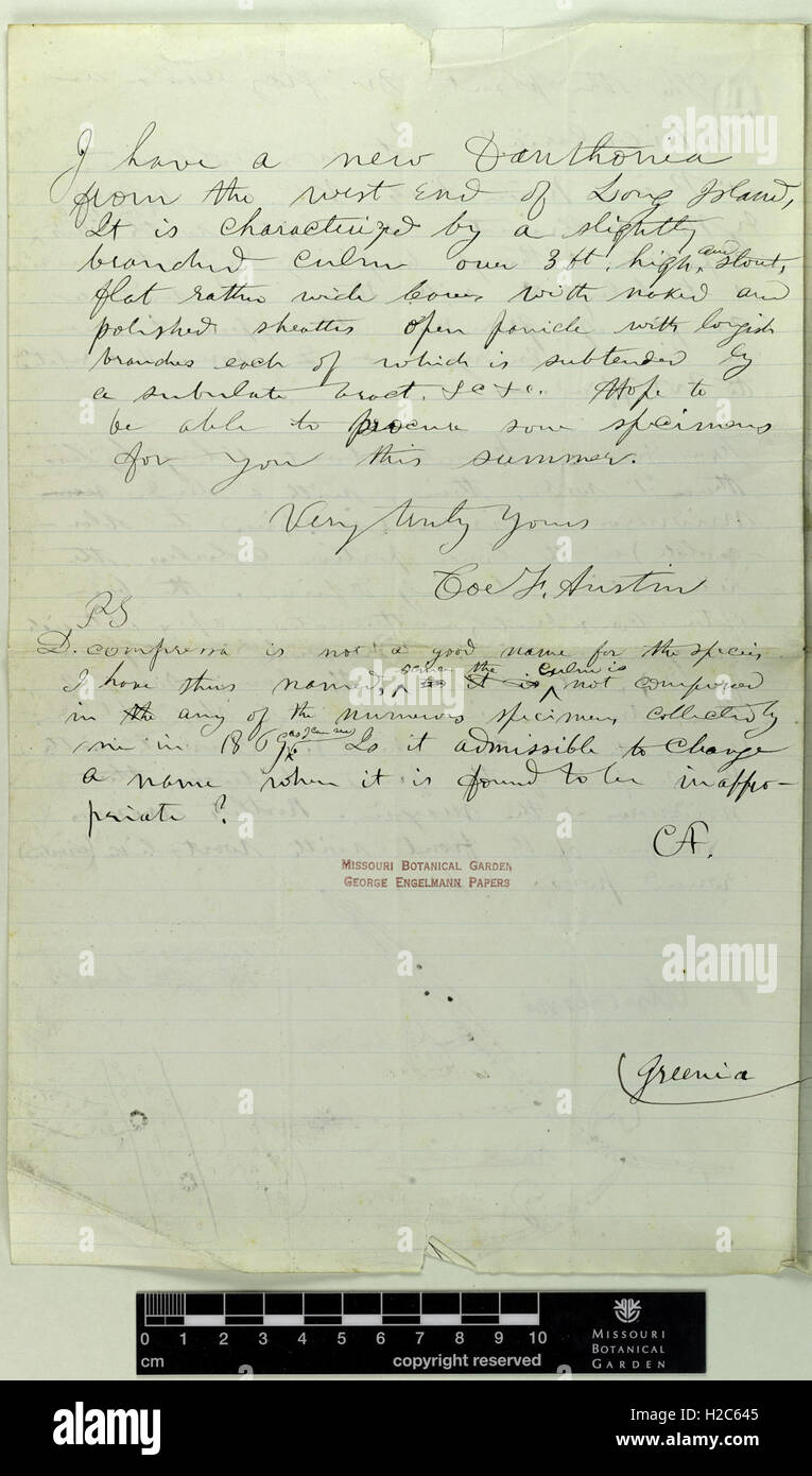 This correspondence between Coe Austin and George Engelmann from April ...