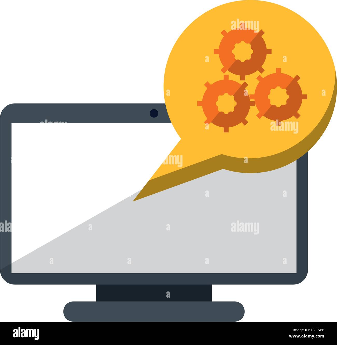 Isolated Computer with gears inside bubble design Stock Vector Image ...