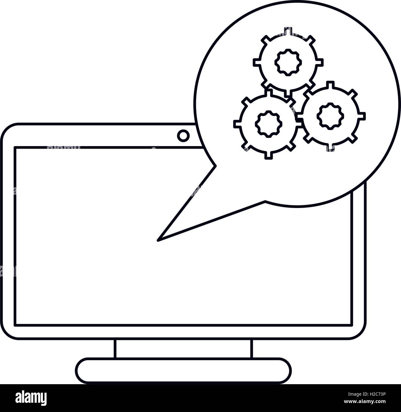 Isolated Computer with gears inside bubble design Stock Vector Image ...