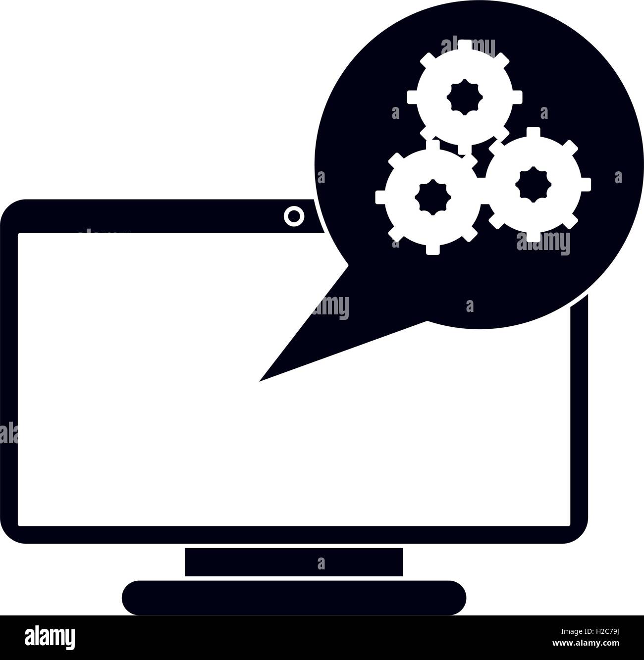 Isolated Computer with gears inside bubble design Stock Vector Image ...