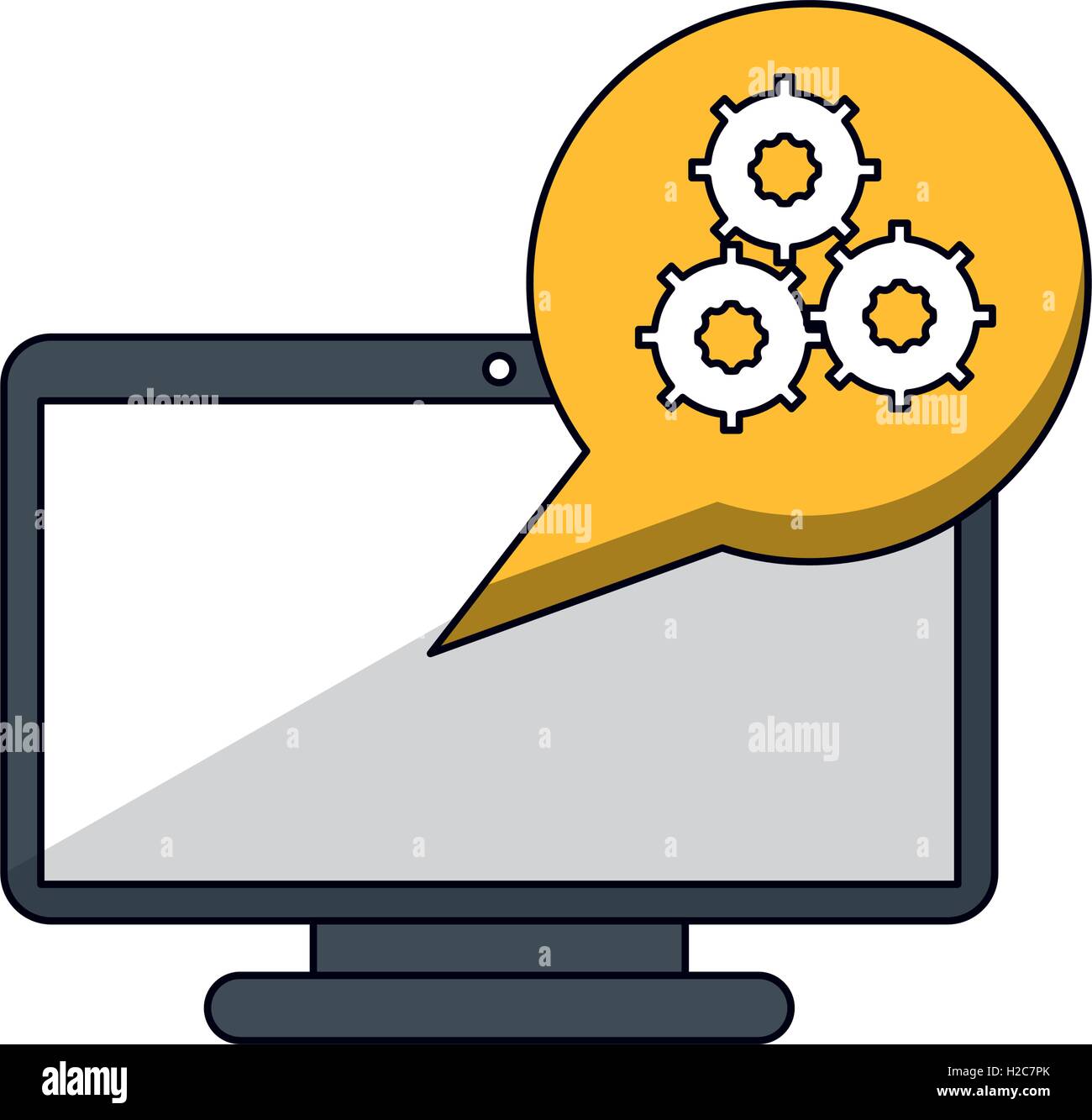 Isolated Computer with gears inside bubble design Stock Vector Image ...