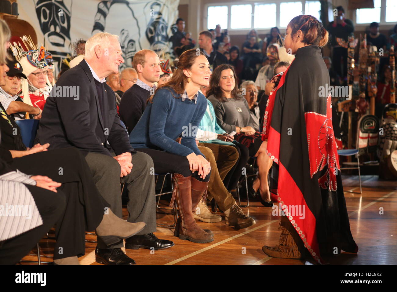 The Duke and Duchess of Cambridge are greeted with a traditional ...