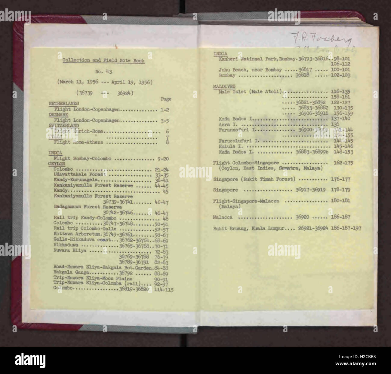 The F. R. Fosberg collection book 43 documents the collection of plant ...