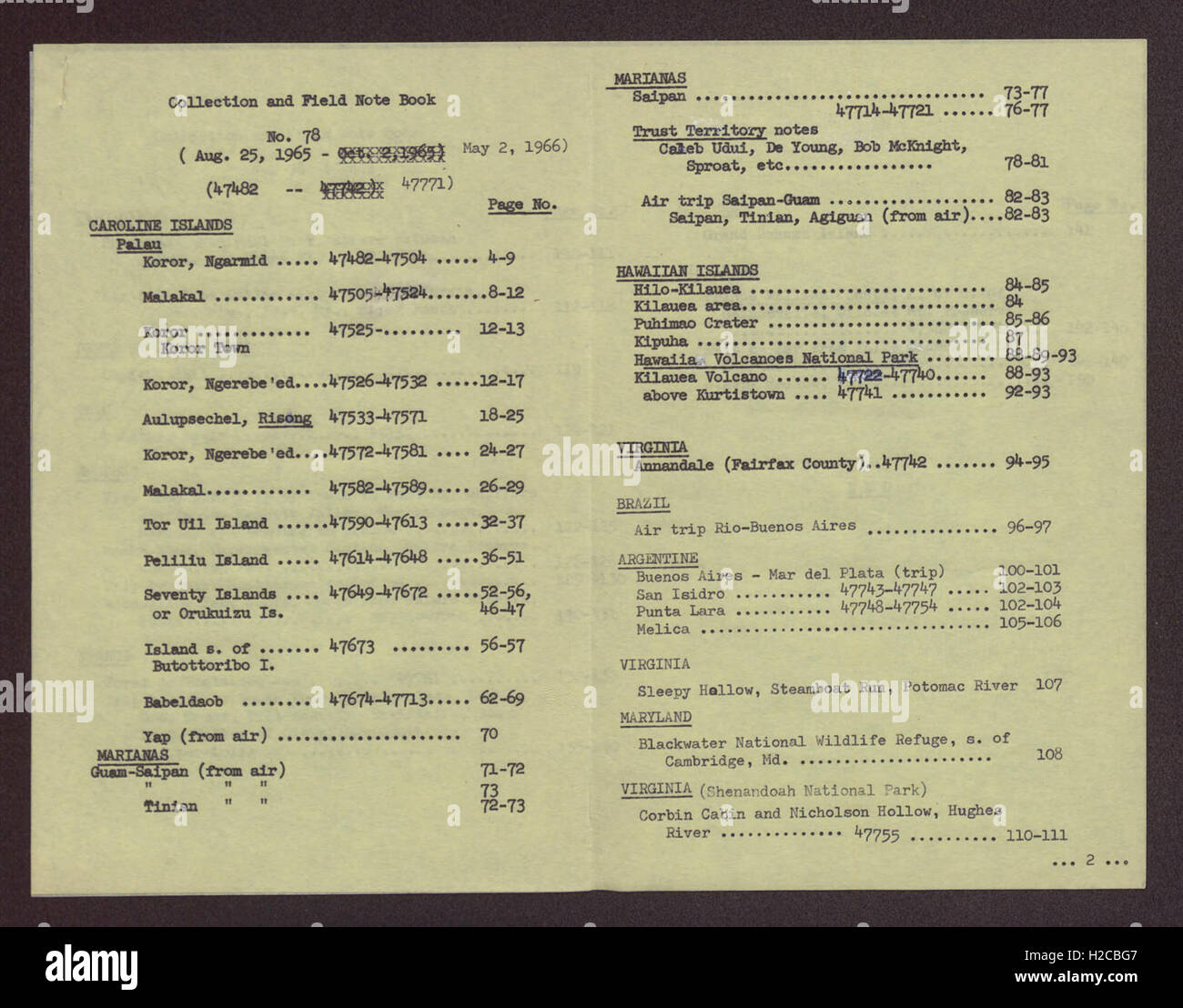 Field notes by F.R. Fosberg documenting observations made in Korror ...