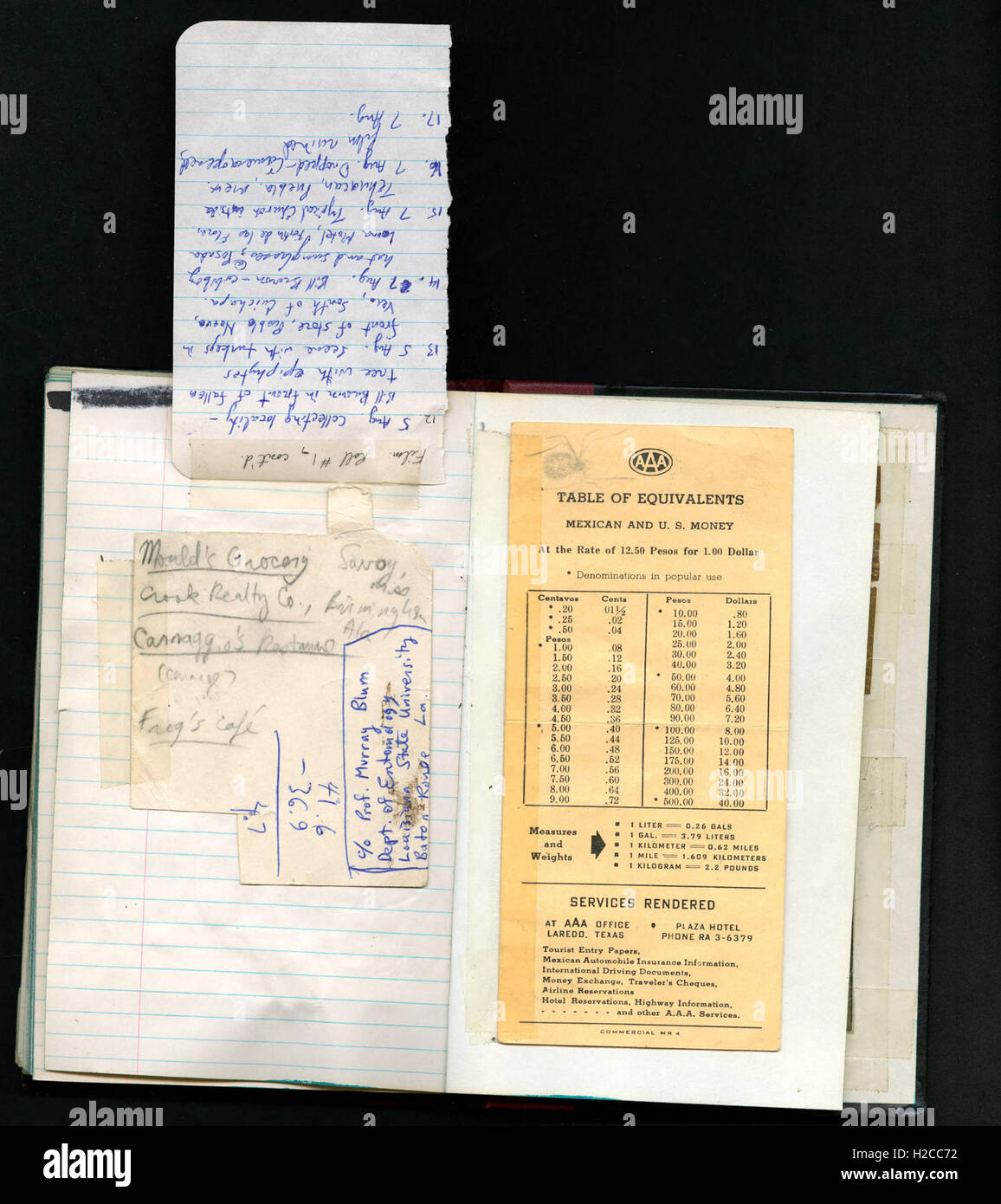 Field notes, Mexico, July-August, 1965 Stock Photo - Alamy