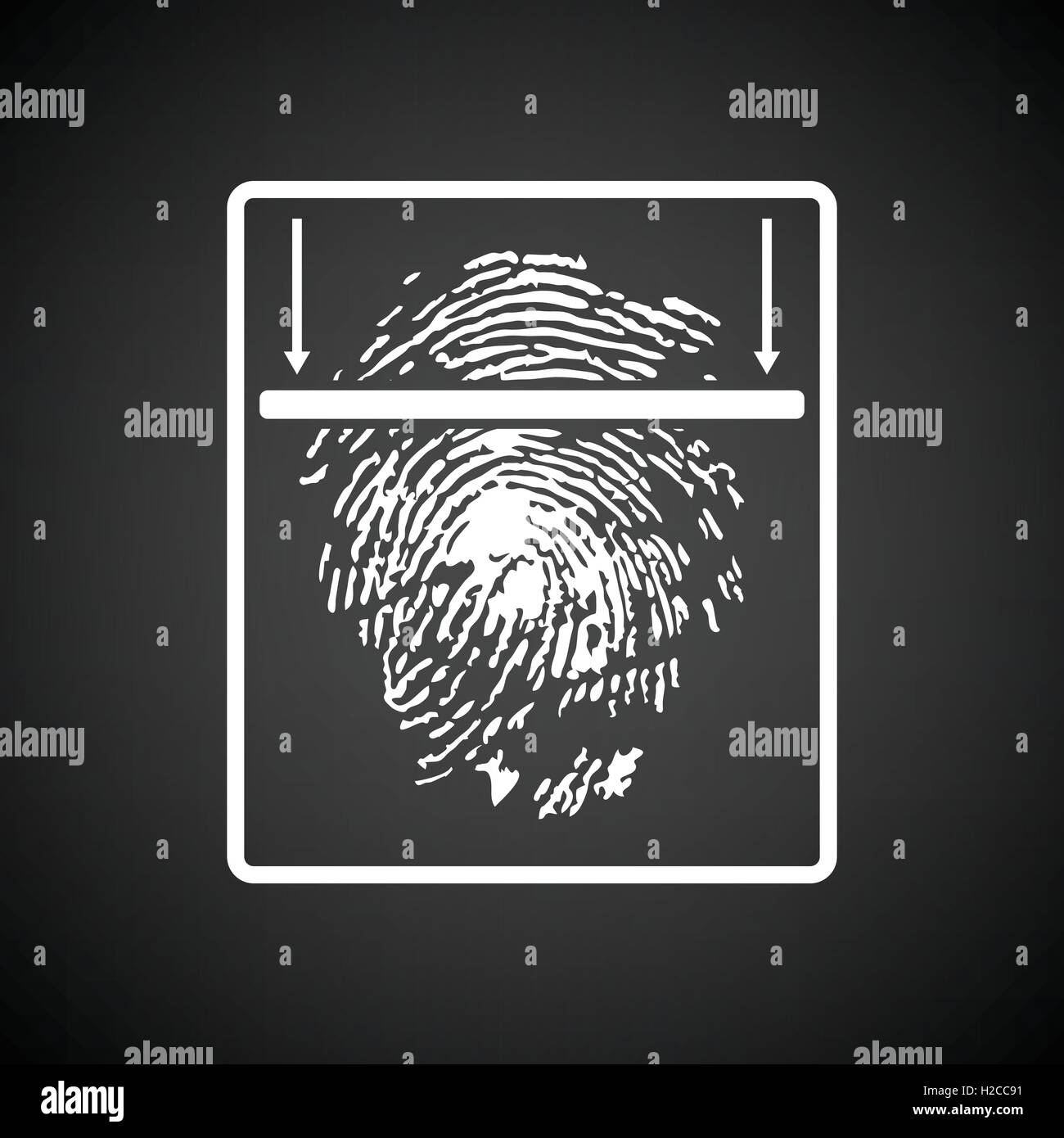 Fingerprint scan icon. Black background with white. Vector illustration ...