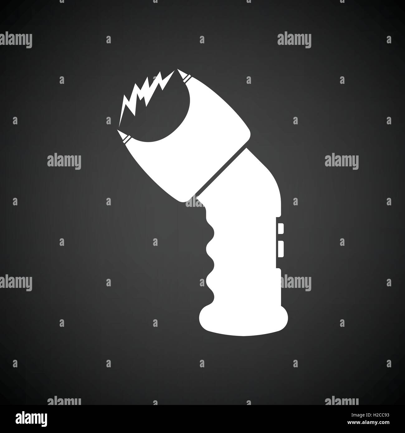 Police stun gun icon. Black background with white. Vector illustration ...