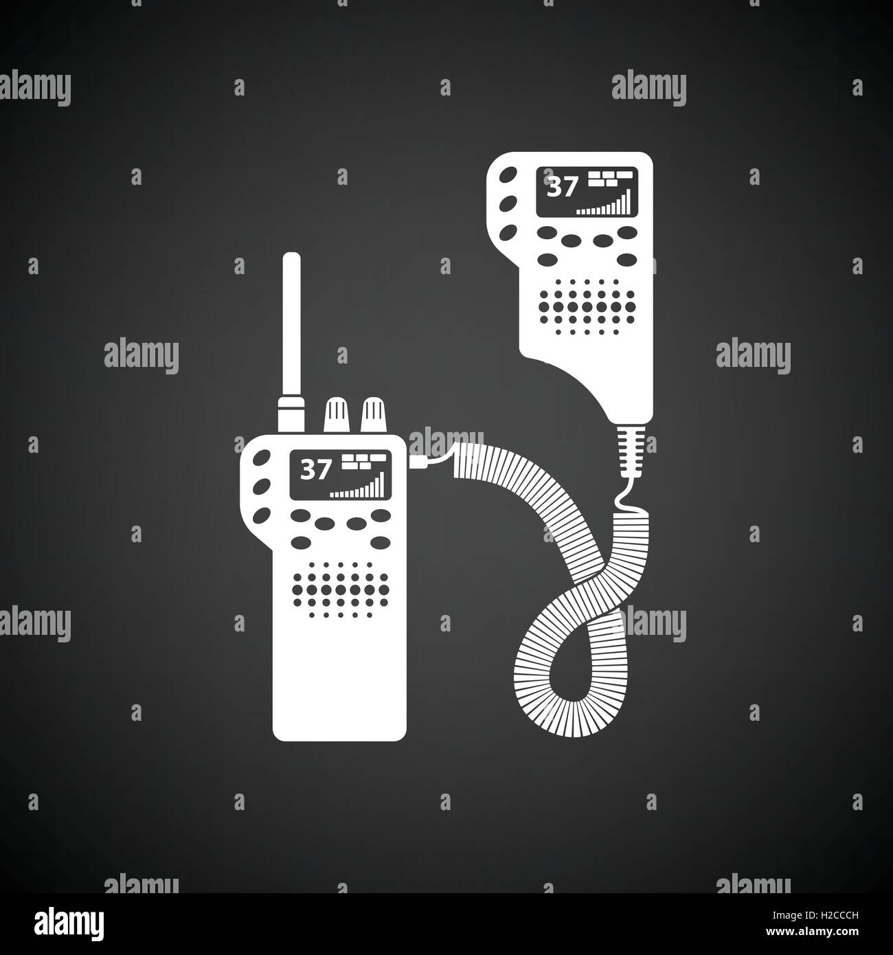 Police radio icon. Black background with white. Vector illustration ...