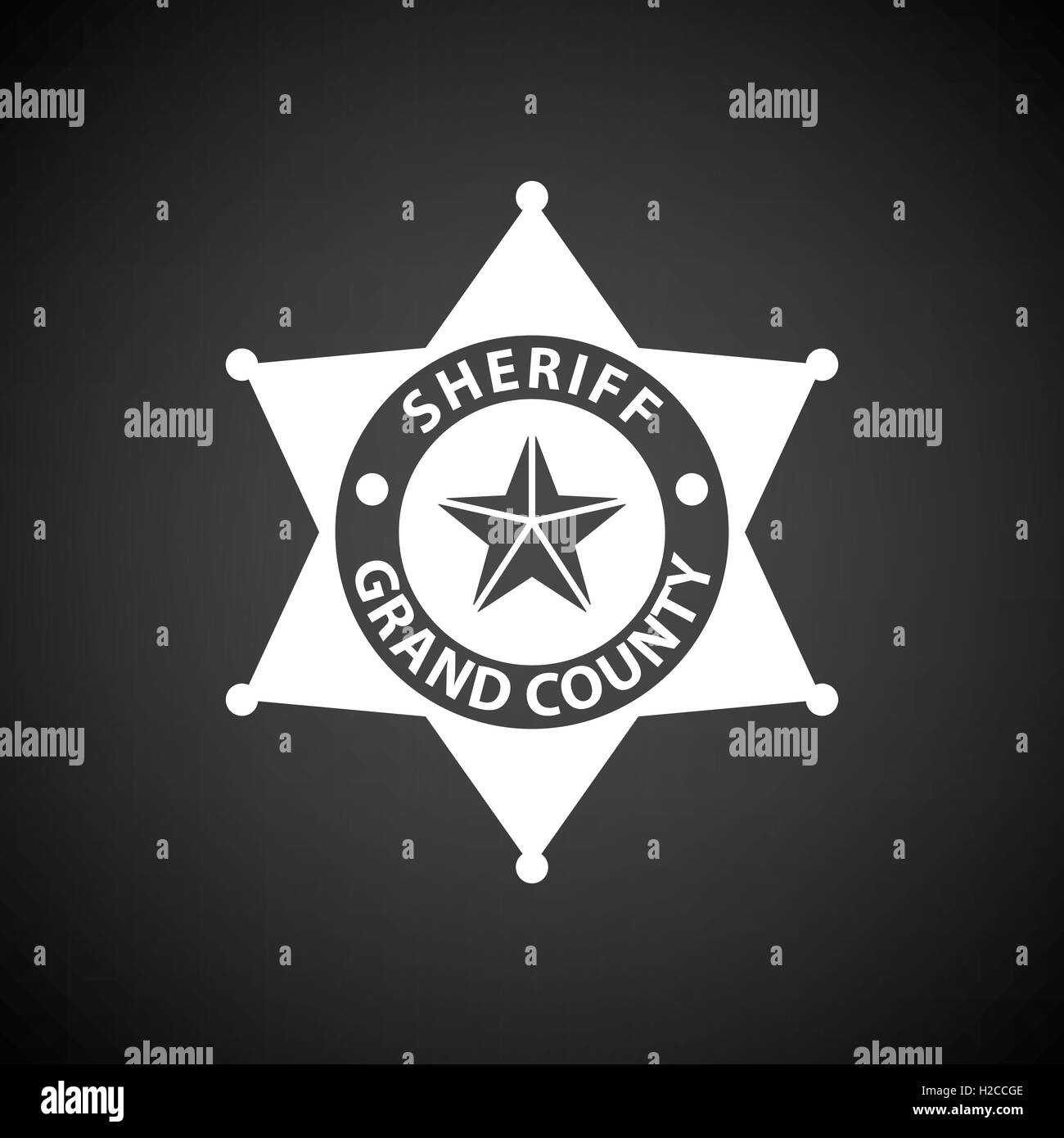 Sheriff badge icon. Black background with white. Vector illustration ...