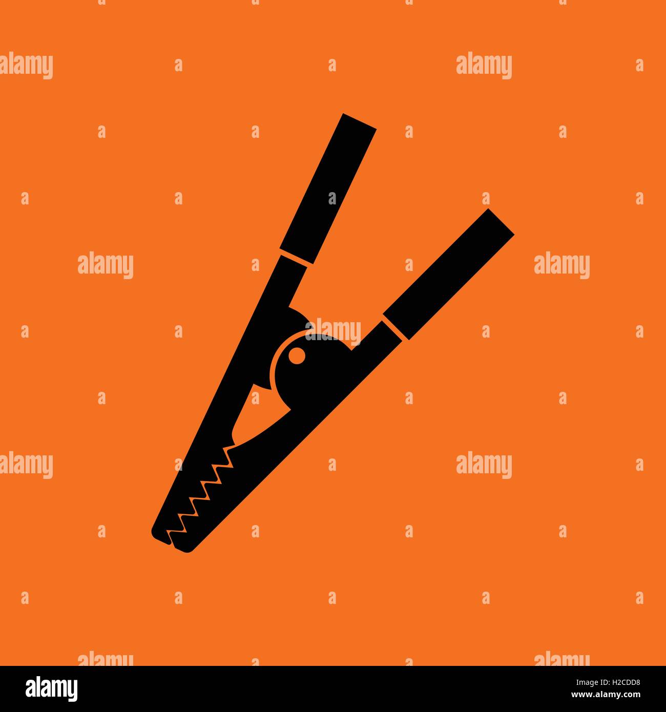 Crocodile clip icon. Orange background with black. Vector illustration ...