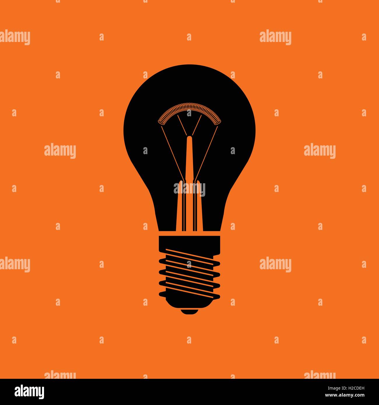 Electric bulb icon. Orange background with black. Vector illustration ...