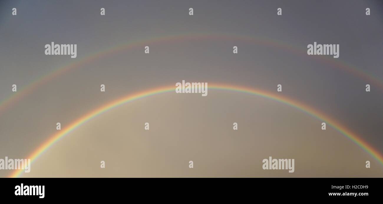 Double Rainbow in the sky Stock Photo - Alamy