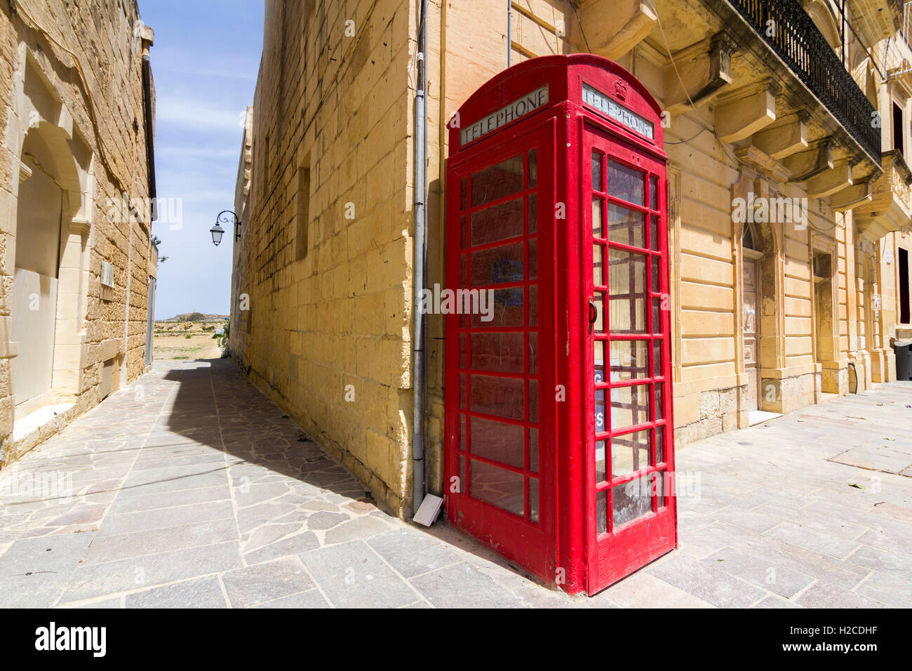 Red telephone box unusual location in Malta sunny weather Stock Photo ...