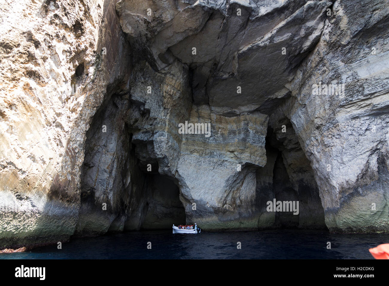 Gigant Blue Grotto, Dwejra, Gozo, Malta, boat Stock Photo - Alamy