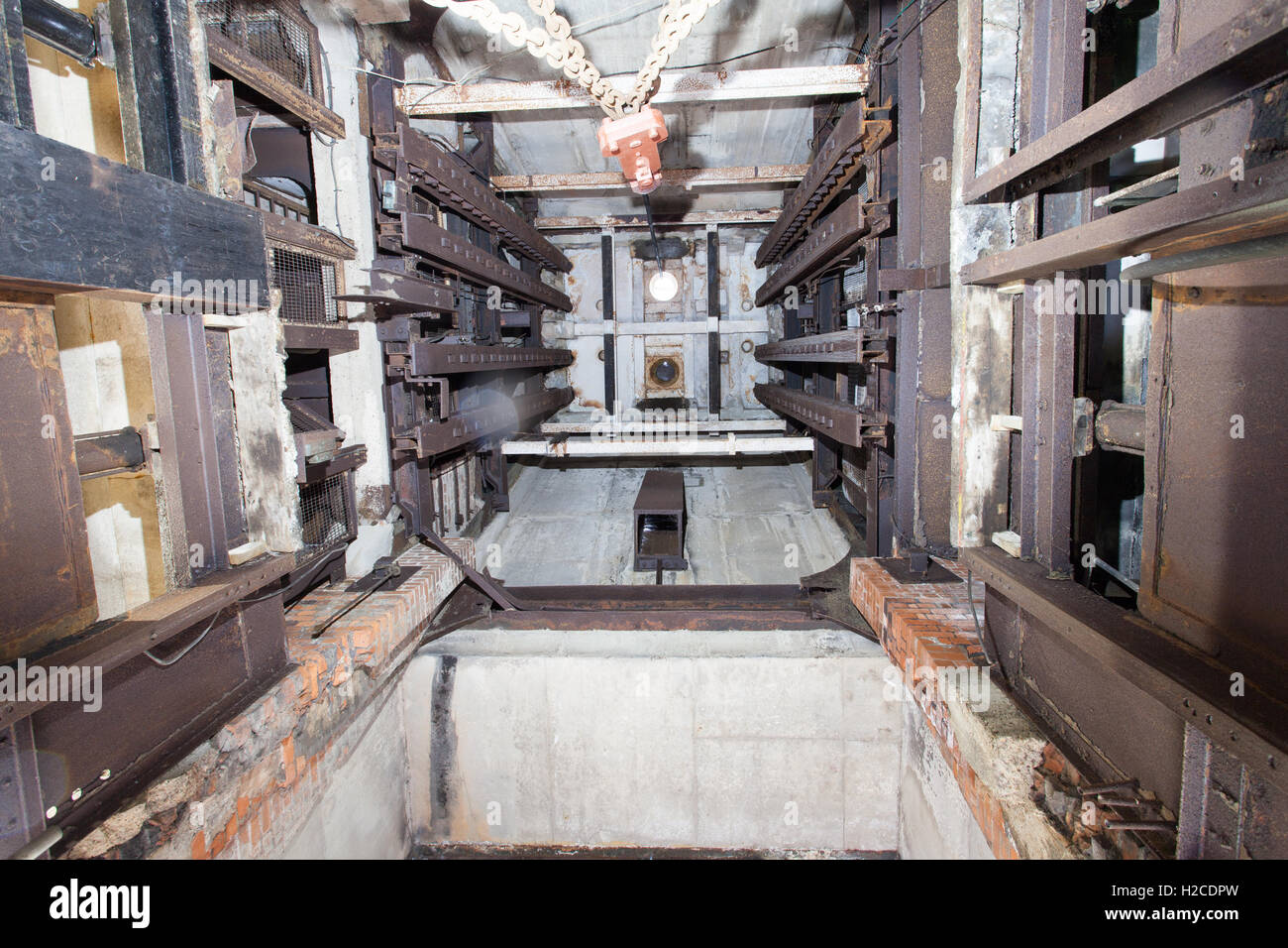 Pleasley Pit is a preserved coal mine winding house in Derbyshire, UK ...
