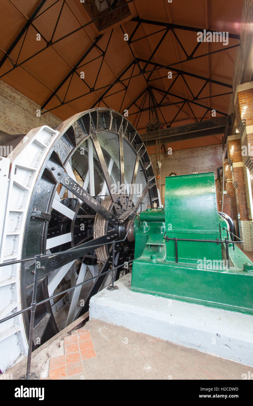Pleasley Pit is a preserved coal mine winding house in Derbyshire, UK ...